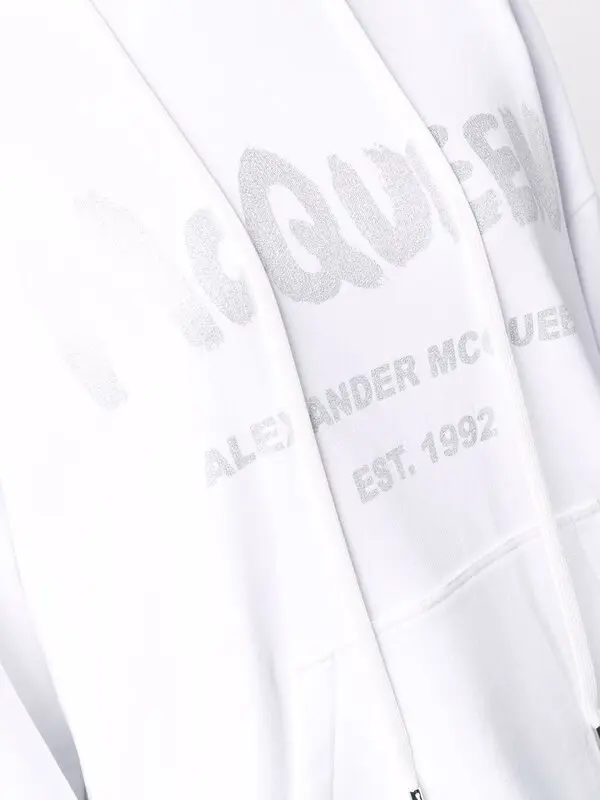 Alexander McQueen Logo Printed Drawstring Hoodie