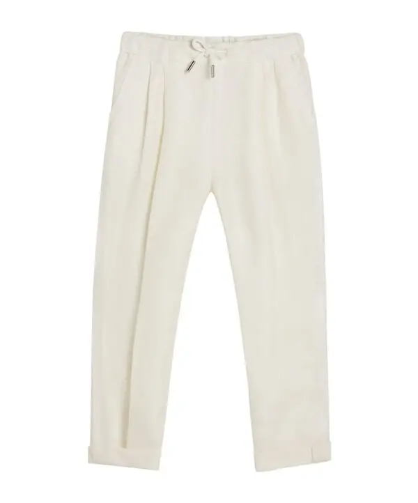 Brunello Cucinelli Drawstring Slim-fit Trousers - White
