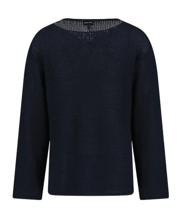 Giorgio Armani Boat Neck Long-sleeved Jumper - Black
