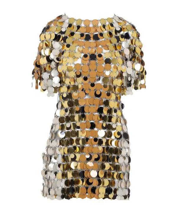 Rabanne Sequin Embellished Crewneck Dress - V Guepard Poilu