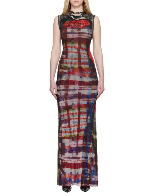 Ottolinger Sleeveless Printed Mesh Maxi Dress - Multicolor