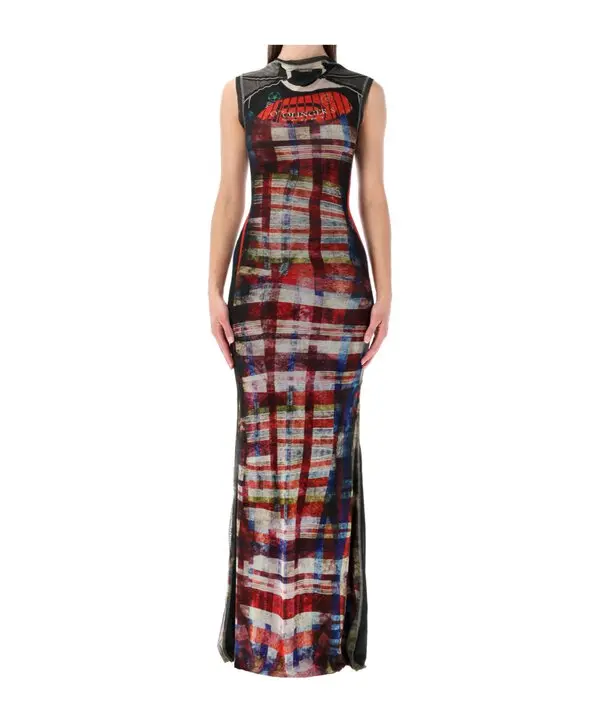 Ottolinger Sleeveless Printed Mesh Maxi Dress - Multicolor