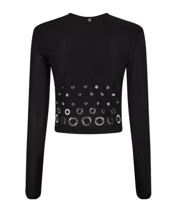 Rabanne Cropped Eyelet Logo Plaque Top