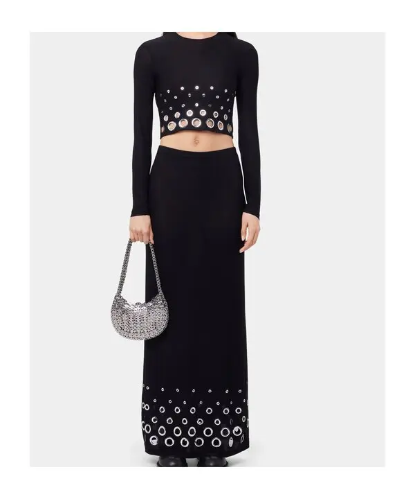 Rabanne Cropped Eyelet Logo Plaque Top