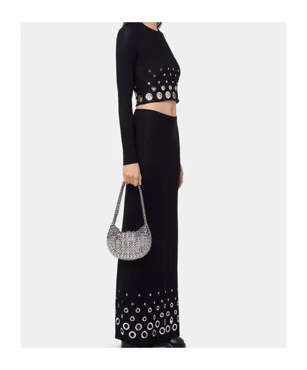 Rabanne Cropped Eyelet Logo Plaque Top