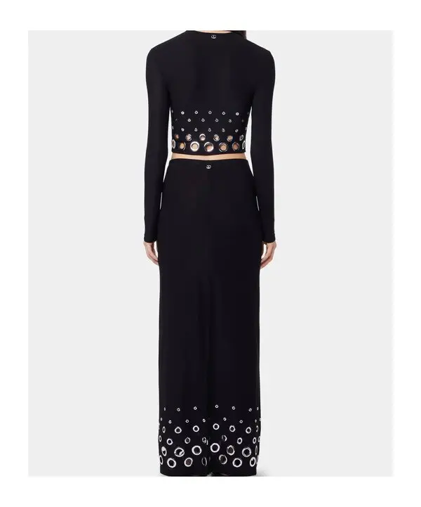 Rabanne Cropped Eyelet Logo Plaque Top