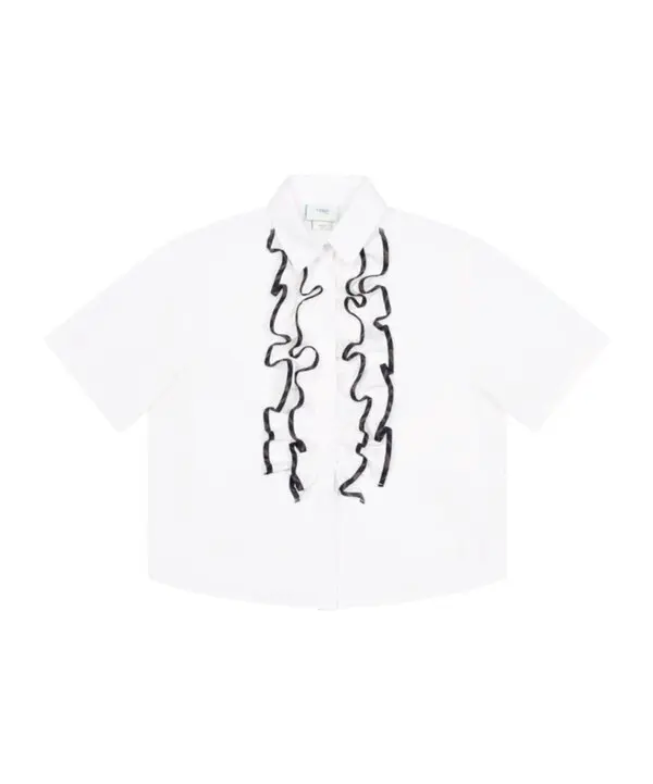 Fendi Ruffled Cotton Shirt - White