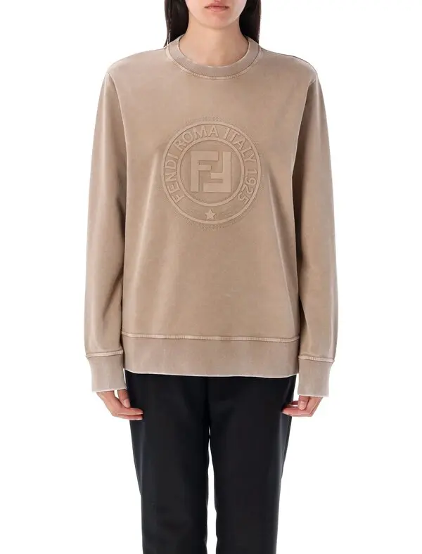 Fendi Long-sleeved Crewneck Sweatshirt With Ff Logo