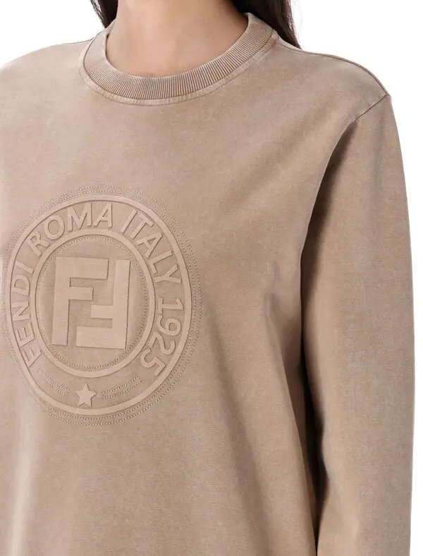 Fendi Long-sleeved Crewneck Sweatshirt With Ff Logo