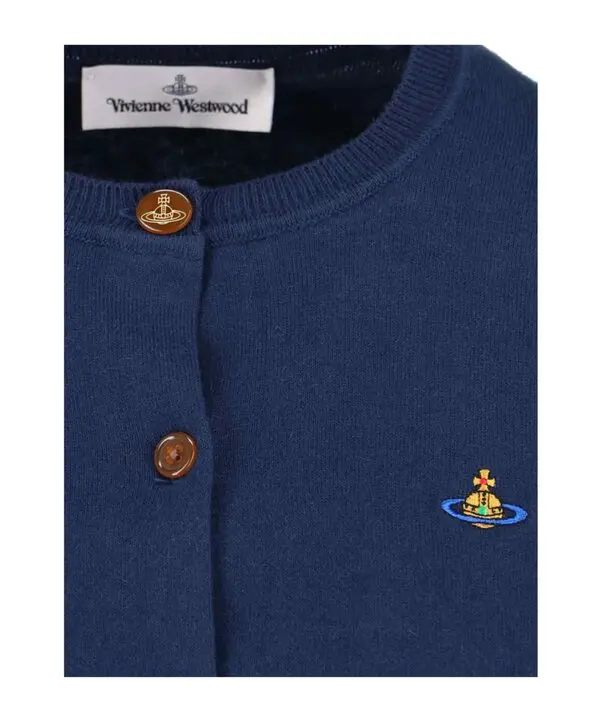 VIVIENNE WESTWOOD Orb Embroidered Long Sleeve Cardigan - Blue