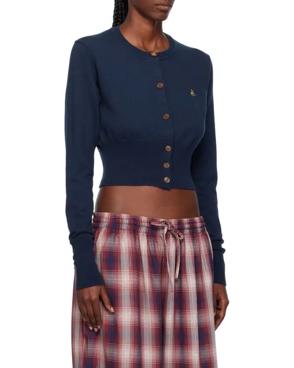 VIVIENNE WESTWOOD Orb Embroidered Long Sleeve Cardigan - Blue