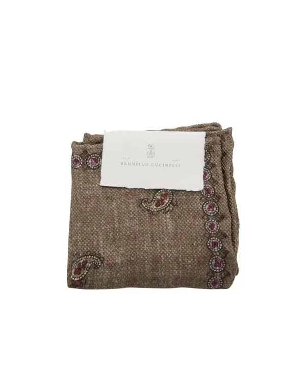 Brunello Cucinelli Motif-printed Finished Edge Pocket Square - Brown