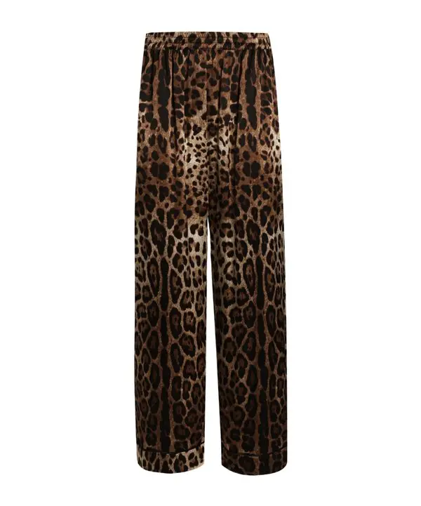 Dolce & Gabbana Leopard Print Wide Leg Pajama Pants - Black
