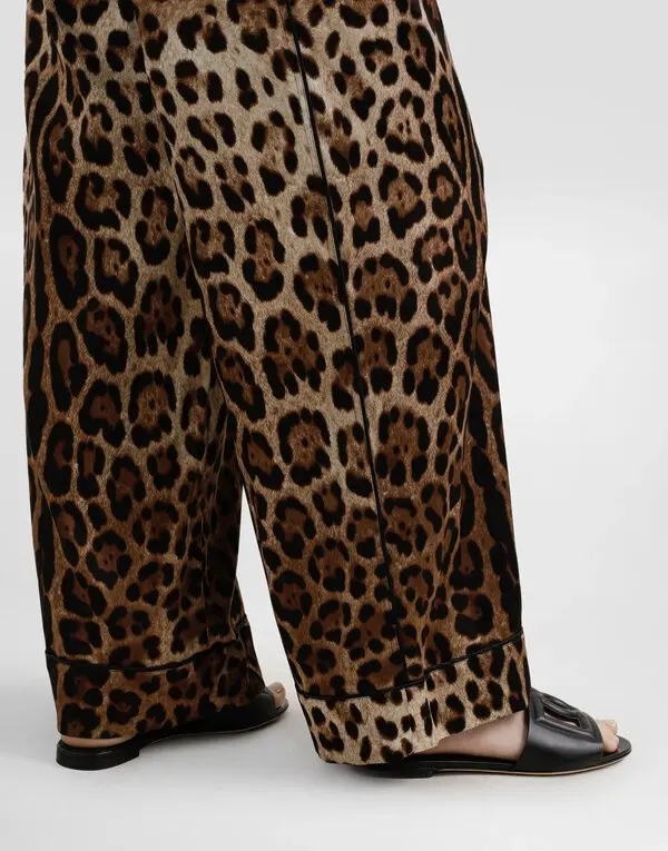 Dolce & Gabbana Leopard Print Wide Leg Pajama Pants