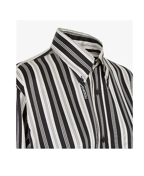 Fendi Striped Collared Long-sleeve Shirt