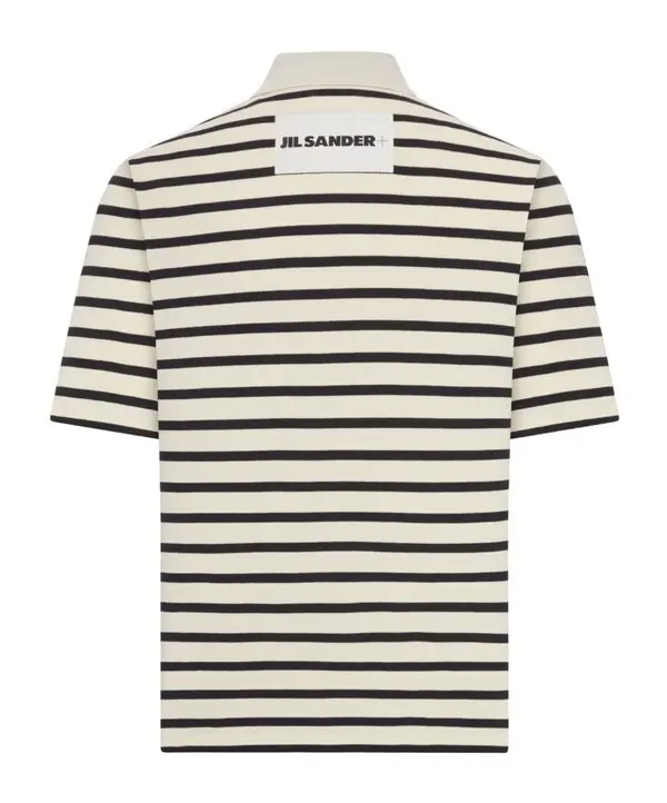JIL SANDER Logo Patch Striped Polo Shirt