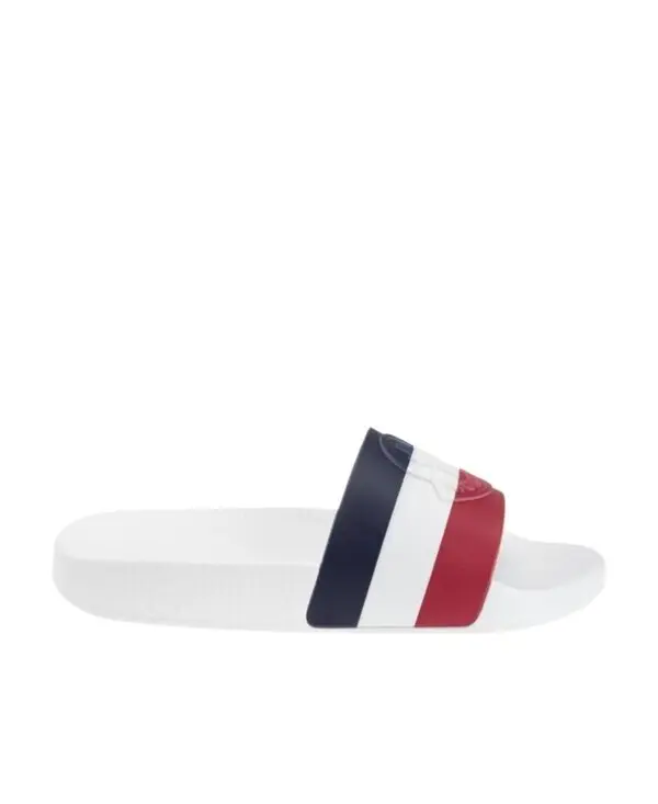 Moncler Striped Logo Slides - White