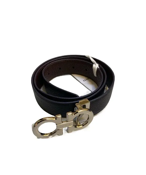 FERRAGAMO Double Sided Leather Belt - Black