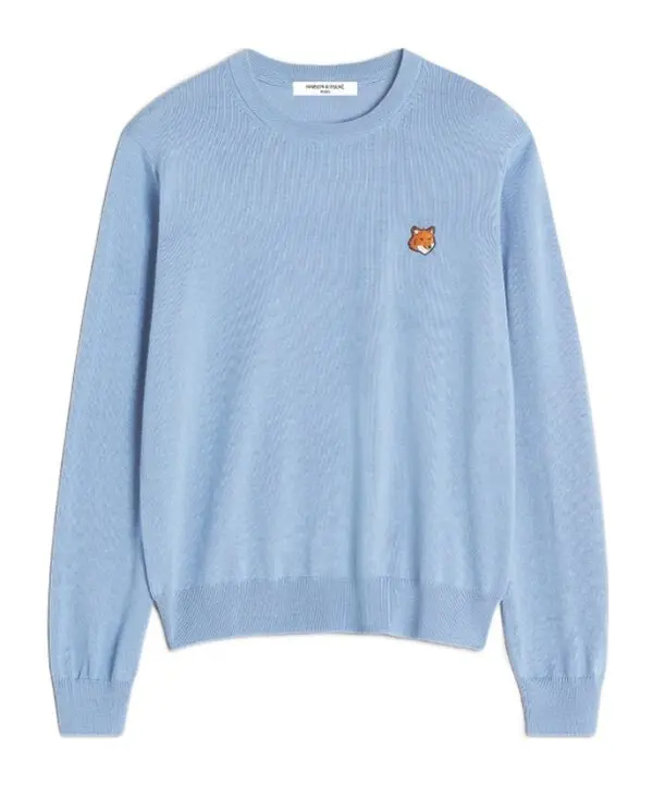 Maison Kitsuné Fox Head Regular Jumper - Powder Blue