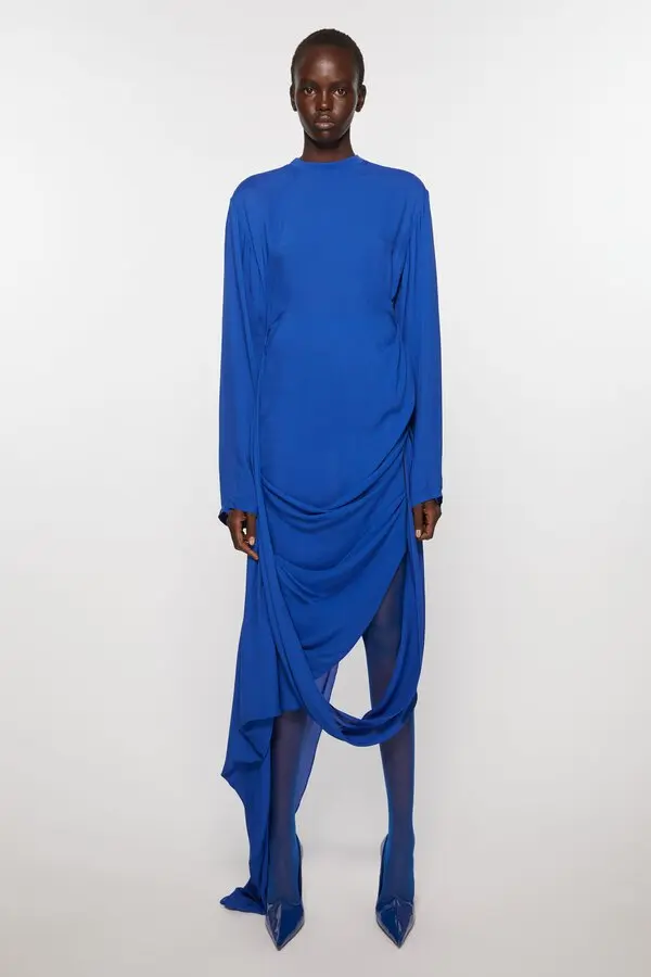 Acne Studios Asymmetric Maxi Dress With Long Sleeves - Blue