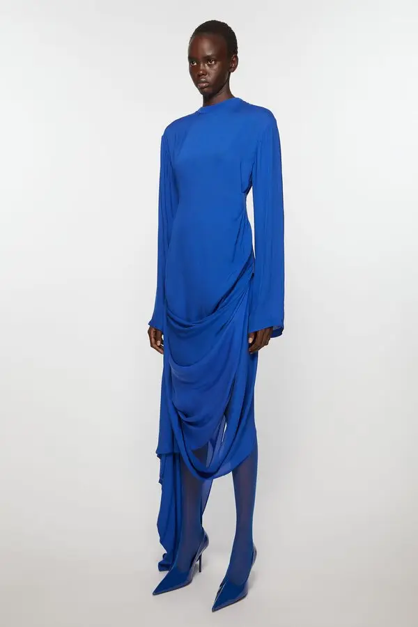 Acne Studios Asymmetric Maxi Dress With Long Sleeves - Blue