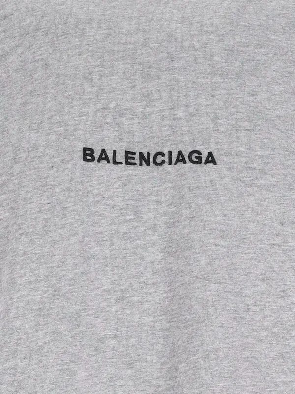 Balenciaga Logo Embroidered Crewneck T-shirt - Gray