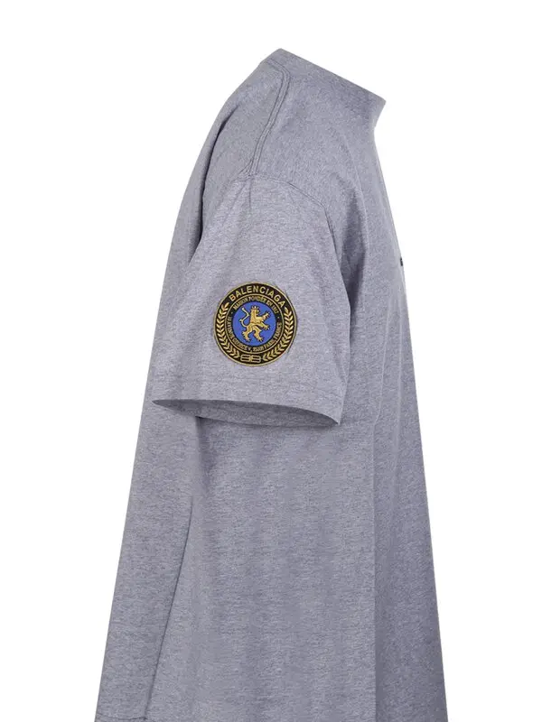 Balenciaga Logo Embroidered Crewneck T-shirt - Gray