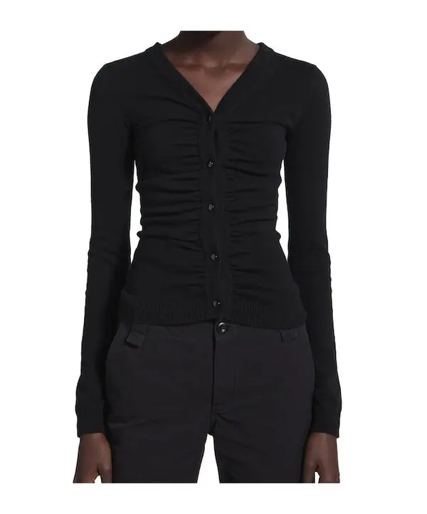Balenciaga V-neck Ruched Knitted Cardigan