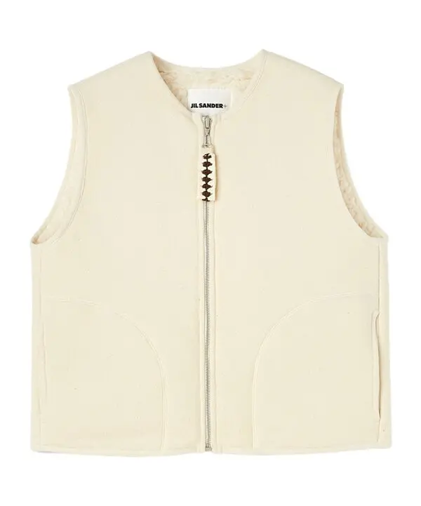 JIL SANDER Zip-up Vest With Crochet Detail - White