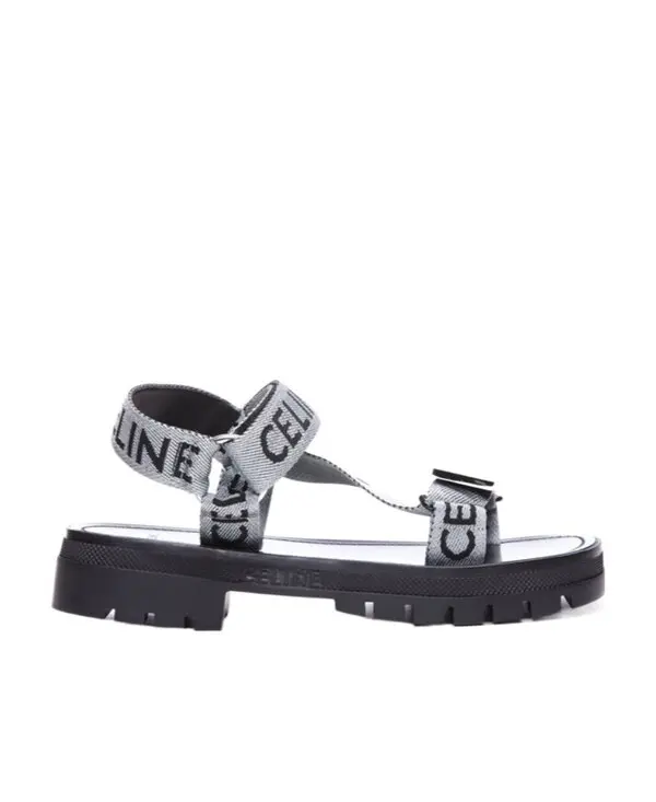 Celine Logo Strap Sandals - Black