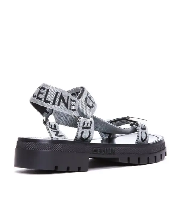 Celine Logo Strap Sandals - Black
