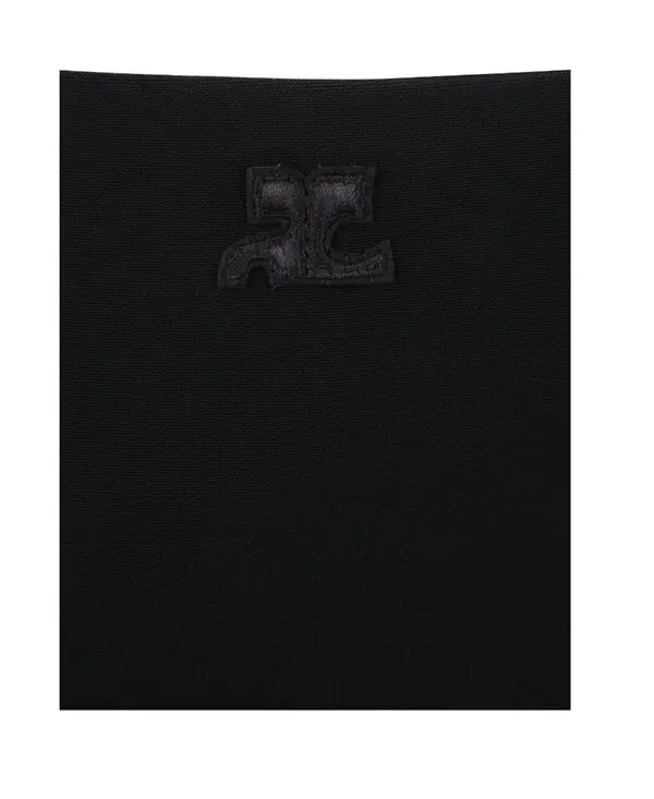 COURREGES Courrèges A-line Dress With Square Neckline And Embroidered Logo - Black