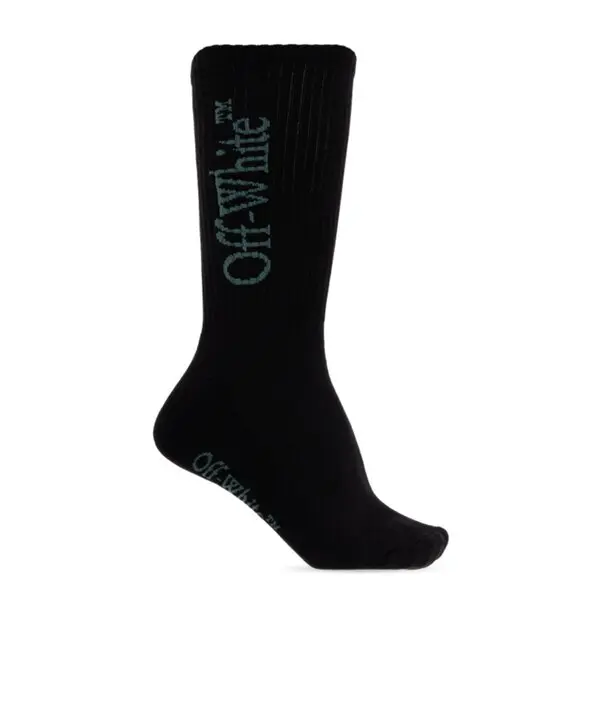 Off-White Logo Intarsia Knit Socks - Black