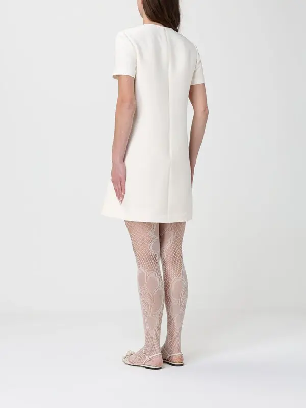 Valentino Garavani Round Neck Short Sleeve Dress With Patch Pockets - No
