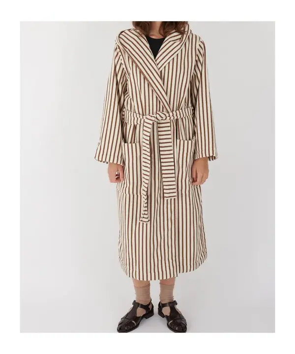 TEKLA Striped Hooded Bathrobe