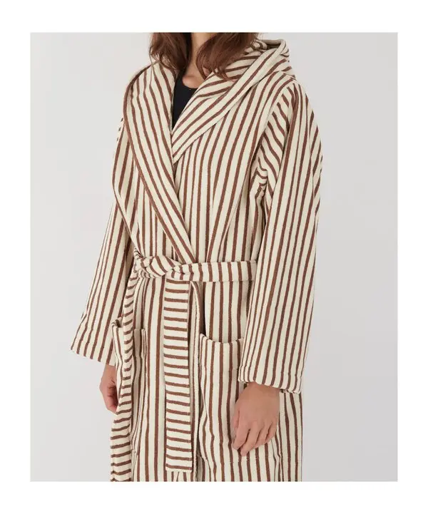 TEKLA Striped Hooded Bathrobe