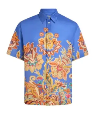 Etro Cotton Shirt With Placed Floral Print - Multicolor