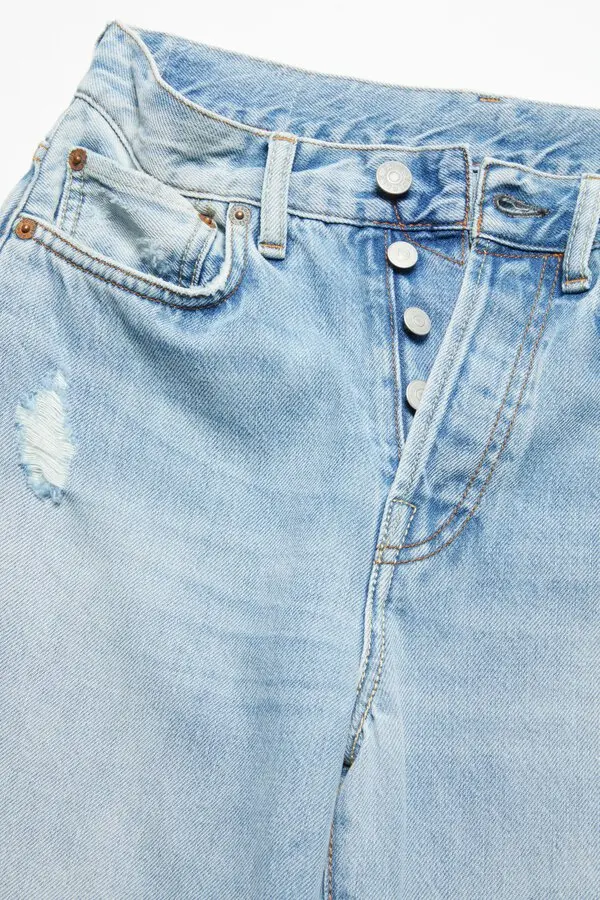 Acne Studios Distressed Regular Fit Jeans - Light Blue
