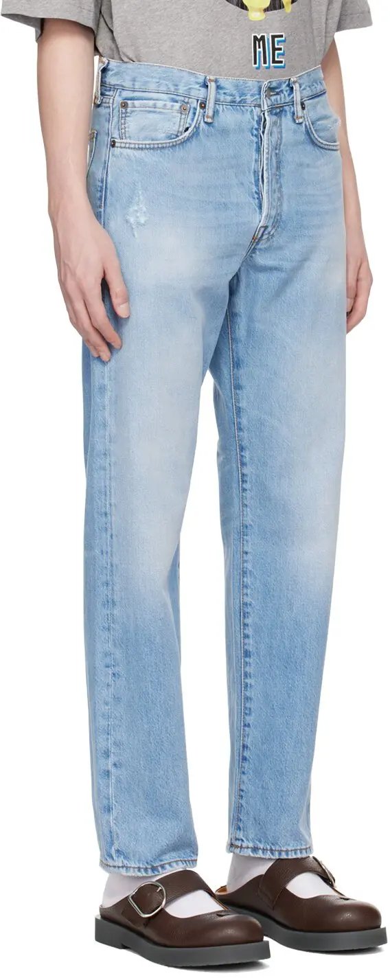 Acne Studios Distressed Regular Fit Jeans - Light Blue