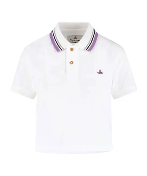 VIVIENNE WESTWOOD Short Sleeve Cropped Polo Shirt - White