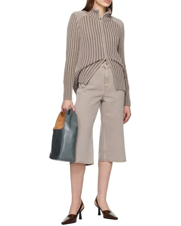 Our Legacy Chunky Ribbed Cardigan With High Collar And Two-way Zipper