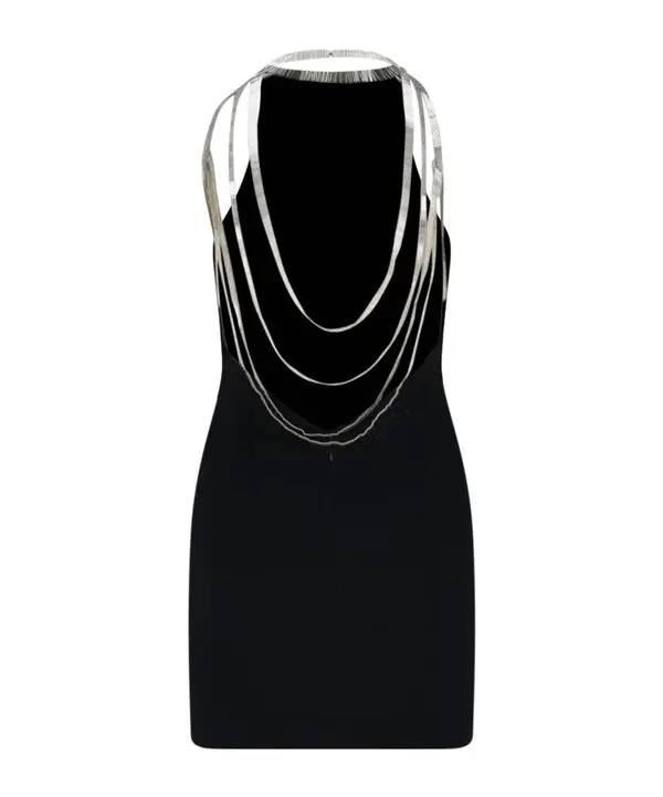Attico Sleeveless Mini Dress With Embellished Straps