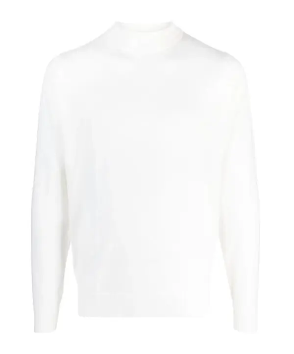 John Smedley Mock Neck Long Sleeve Sweater - White