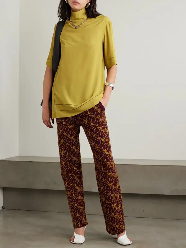 Dries Van Noten Crepe De Chine T-shirt With Back Buttons
