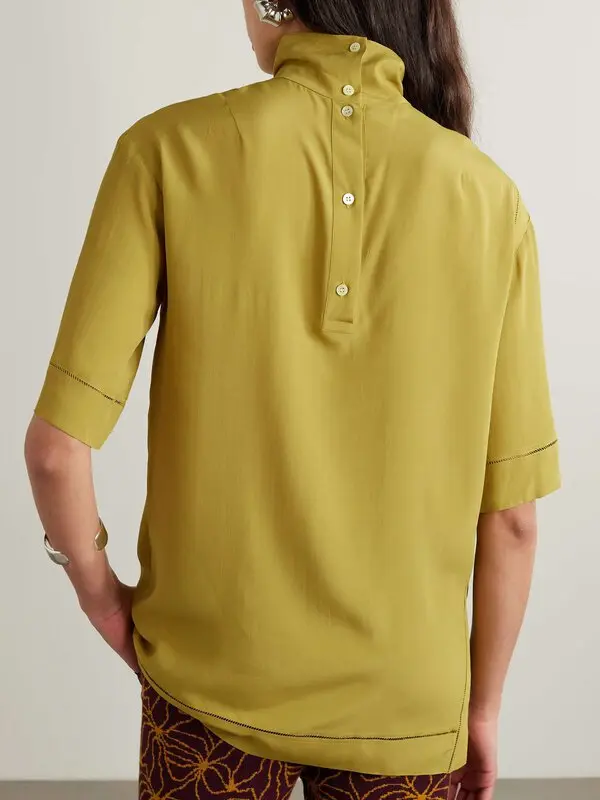 Dries Van Noten Crepe De Chine T-shirt With Back Buttons