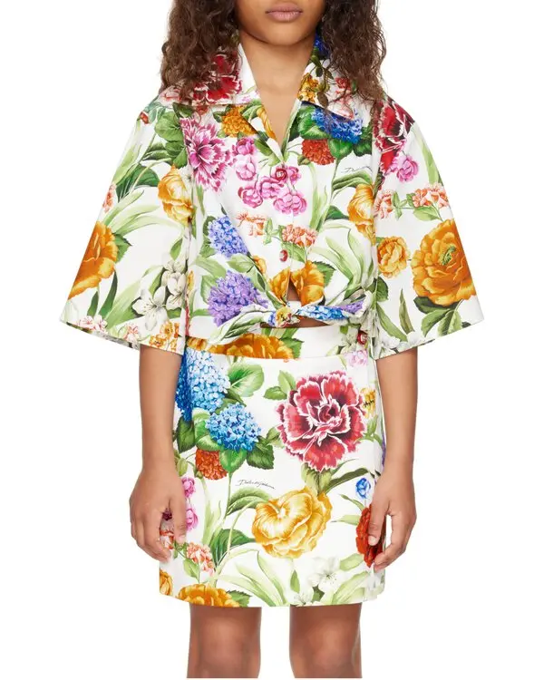 Dolce & Gabbana Floral Print Cropped Shirt - Multicolor