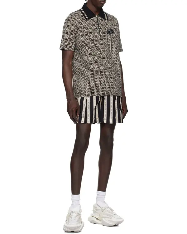 Balmain Logo Patch Straight Hem Polo Shirt
