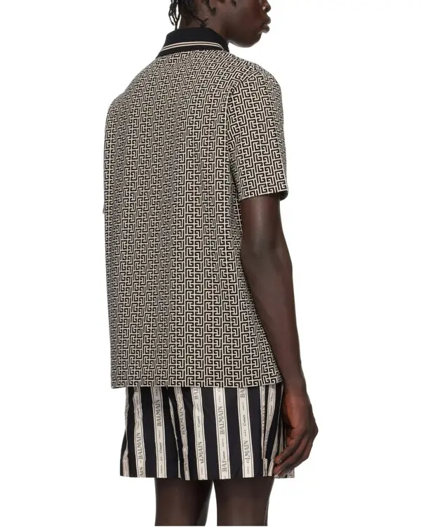 Balmain Logo Patch Straight Hem Polo Shirt