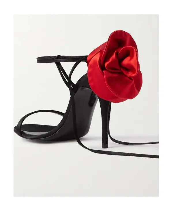 Magda Butrym Strap High-heeled Sandals With Floral Embellishment - Black