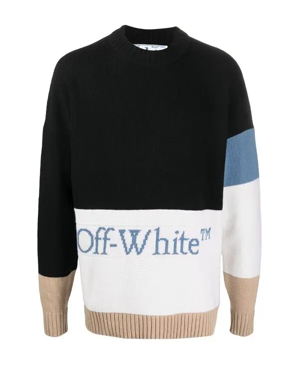 Off-White Long-sleeved Sweater With Colorblock Detail - Black